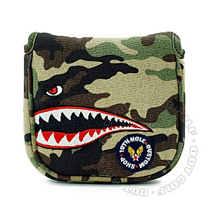 Fighter Plane High-MOI Mallet Putter Headcover, Heel Shaft, Camouflage, Golf Head Cover