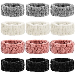 12 Pcs Spa Facial Headband for Makeup Washing Face Soft Coral Fleece Facial Makeup Headband Skincare Hair Band for Washing Face Hairband Yoga Sports Shower Elastic Head Wrap for Women(Colorful)