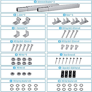 Solar Panel Mounting Brackets - Adjustable Solar Panel Tilt Mount Stand Bracket Support 50W 100W 150W 200W 300W 400W Solar Panels for RV, Roof, Boat, Shed, Off-Grid Systems and Any Flat Surface