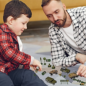 ArtCreativity Diecast Military Playset for Kids, 15-Piece Set with Army Trucks, Signs, Gas Cans and More, Imagination-Sparking Army Toys for Boys and Girls, Durable Army Truck Playset