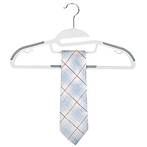 Simplify 8 Pack Ultimate Hanger | S-Shape Collar Saver | Ultra-Thin | Non-Slip | Accessory Bar | Belts | Scarves | Ties | Tank Top | Closet Organization | White