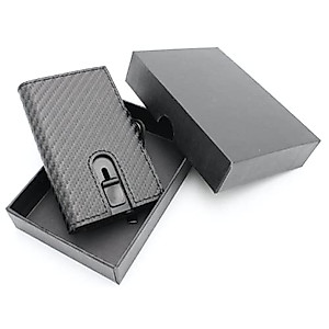RFID Protection Minimalist Pop-Up Wallet Carbon Fibre Leather