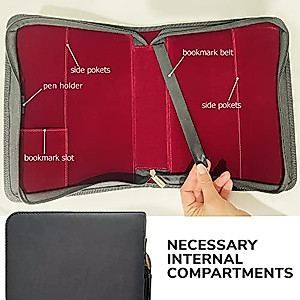 Bible Covers for Women and Men Large Size - Leather Bible Carrying Case Bag Fits Books Up to 7 x 10.1 x 1.9 Inches - Christian Gift for Boys and Girls - Black Faux PU Leather Bible Accessories