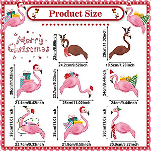 8 Pieces Flamingo Christmas Yard Signs Stakes Pink Flamingo Lawn Decorations Summer Tropical Flamingo Yard Decorations for Outdoor Garden Home Xmas Party