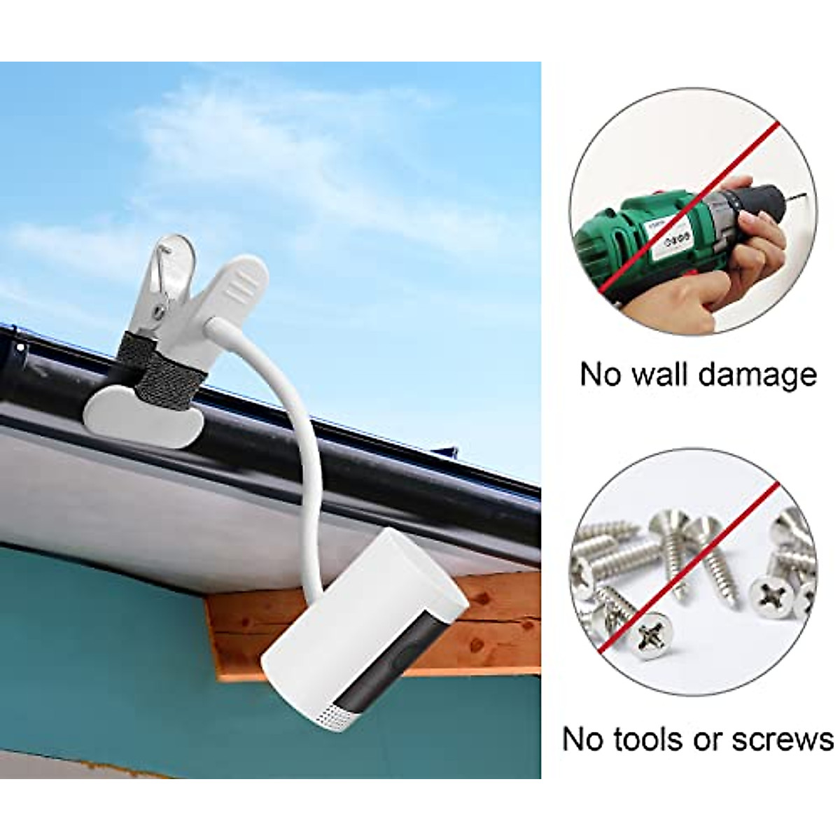 2Pack Flexible Clamp Mount Compatible with Stick Up Cam/Indoor Cam/Battery Cam,Flexible Long Gooseneck Arm Mounting Bracket No Tools or Wall Damage Required