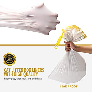 KONE Cat Litter Box Liners, 14 Count Jumbo Extra Durable Large Drawstring Kitty Litter Pan Bags Cat Waste Litter Bags Pet Cat Supplies (36" x 18")