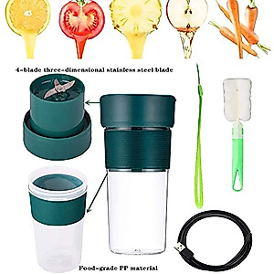 Portable Blender Food-grade Material 10 Oz for Juice Shakes and Smoothie USB Rechargeable Powerful for Home, Sports, Office,Travel Personal Mixer Cup with Cup Brush(Green)