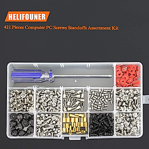 HELIFOUNER 421 Pieces Computer Standoffs Screws Assortment Kit with a Screwdriver