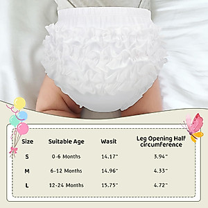 Durio Baby Bloomers for Toddler Girls Ruffle Diaper Covers for Girls Cute Cotton Baby Girl Shorts White 6-12 Months