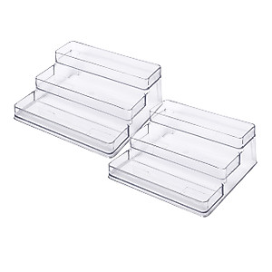 SIMPLEMADE Clear Spice Rack - 2 Pack Three-Tiered Shelf, Countertop, and Cabinet Storage and Spice Organizer for Kitchen, Bathroom, Bedroom, and Office, Home Storage and Organization Solutions