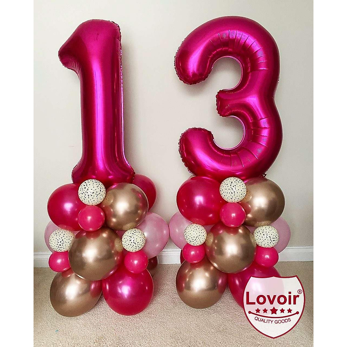 Lovoir 40 Inch Hot Pink 31 Number Balloon 13 Large Size Jumbo Digit Mylar Foil Helium Hot Pink Balloons for 13th 31st Birthday Party Celebration Decorations Graduations Anniversary Supplies