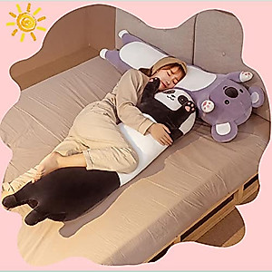 Cute Cartoon Long Throw Pillow Lovely Sleeping Hugging Pillow Soft Plush Stuffed Animals Toy Doll Body Pillow Kids Room Bedding Home Decorative Pillow Toy Gifts for Kids Women Girlfriend Panda 70CM
