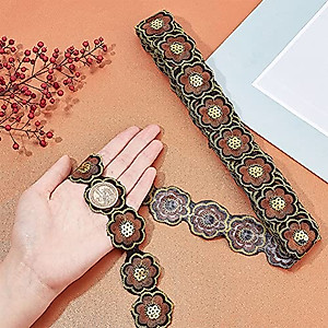 PH PandaHall 5 Yards Floral Embroidery Lace Trim, 1.6 inch Ethnic Jacquard Ribbon Flower Sewing Craft Edge Trim for Costume Bags Curtain Upholstery Home Decor, Saddle Brown
