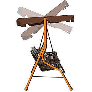 U-MAX 3-Seat Outdoor Patio Swing Chair, Large Converting Canopy Porch Swing Glider, Hammock Lounge Chair for Porch, Rattan Wicker Steel Frame Cushion & Pillow, Brown