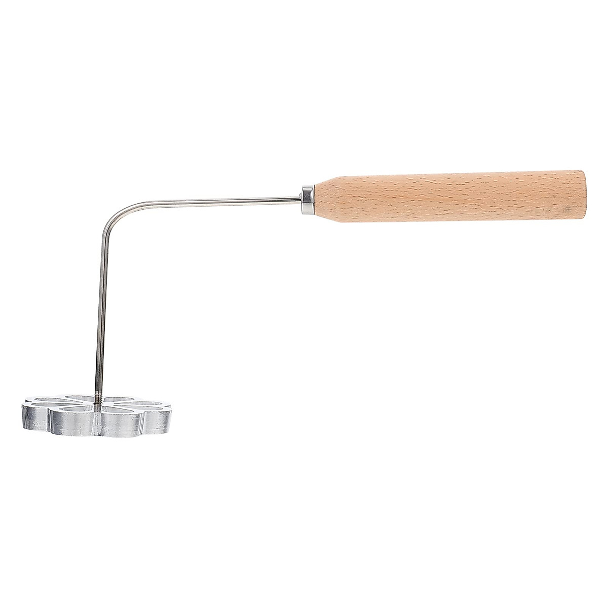 Hemoton Aluminum Waffle Mold, Rosette Timbale Mold, Wooden Handle Frying Mold for Rosette Bunuelos Cookie (Flower Pattern)