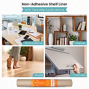 Con-Tact Brand Grip Premium Solid Thick Non-Adhesive Shelf and Drawer Liner, 18" x 4', Taupe, 6 Rolls