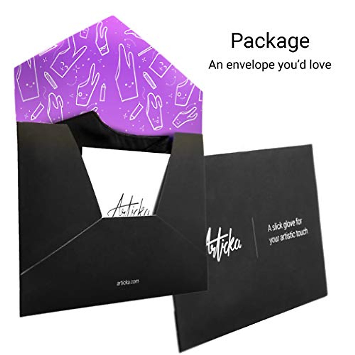 Articka Drawing Glove for Digital Drawing Tablet, iPad (Smudge Guard, Two-Finger, Reduces Friction, Elastic Lycra, Good for Right and Left Hand)(Medium, Black)