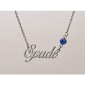LikeFun Custom Mom Gifts Silver Pendant Birthstone Name Necklace for Her Cobi