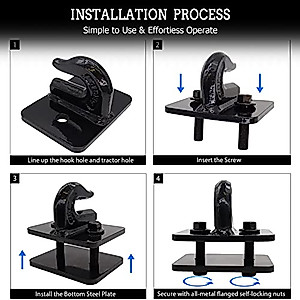 HASHENTA 3/8" Tractor Bucket Grab Hook Grade 70 Forged Steel Bolt On Grab Hook Tow Hook Mount with Backer Plate,(2 Pack).15177Ibs Break Strength.Work Well for Tractor Bucket, RV, UTV,Truck.Green