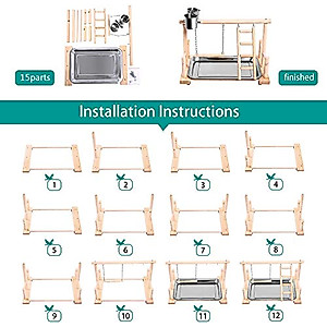 TangXSTAR Bird Training Rack Desktop Parrot Play Stand Cockatiel Playground Wood Playpen with Ladder Swing Toys Include a Tray for Parakeets African Conures Cockatiel Cockatoos Parrotlets Finch