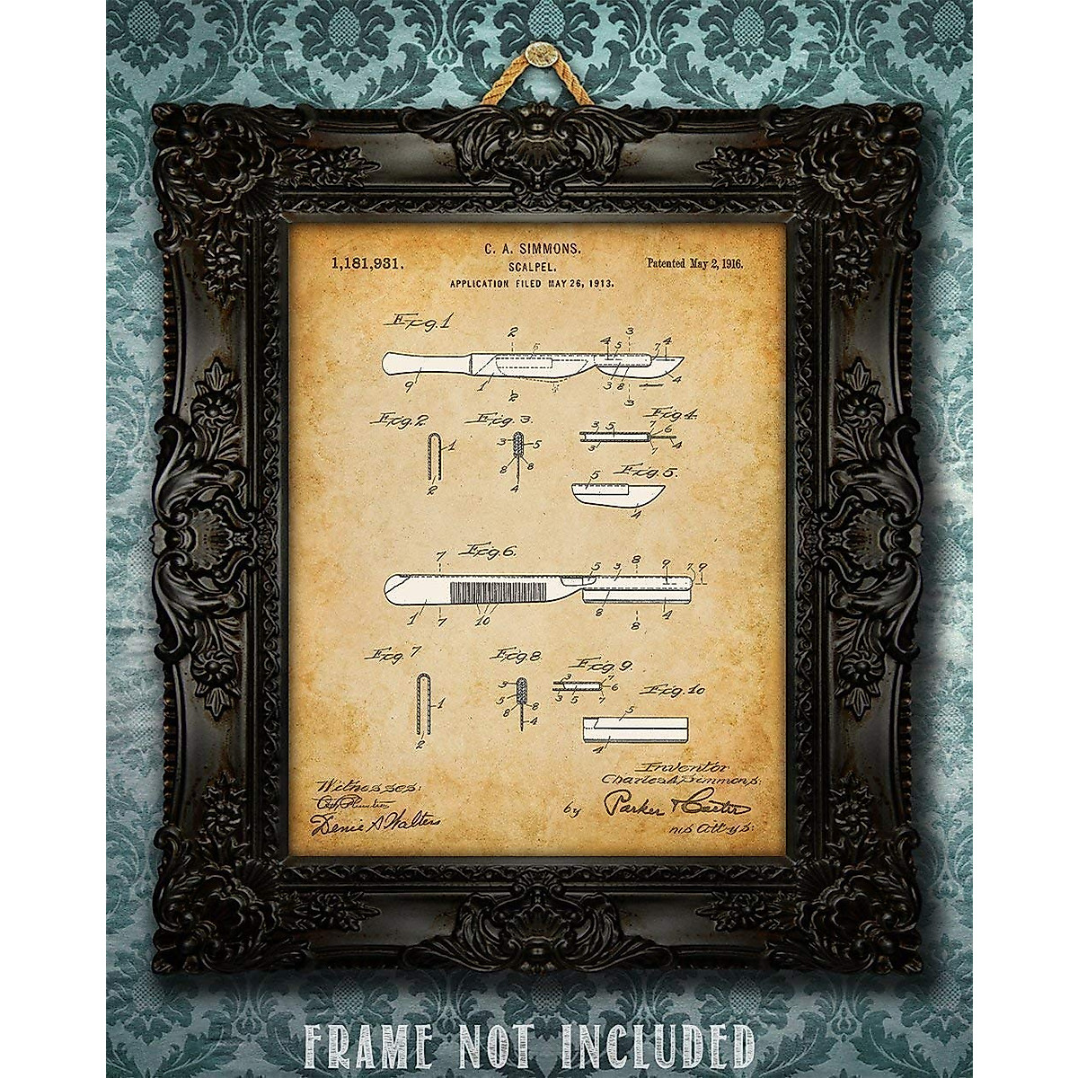 Scalpel Patent Print - Surgical Knife Poster, Surgery Room and Office Wall Decor, Gifts for Surgeon Doctors, Medical Student and Paramedic Gifts, 11x14 Unframed Art Print Poster