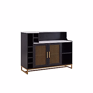 Home Source Black Accent Bar Cabinet with Mesh Door