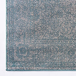 Unique Loom Bromley Collection Vintage, Medallion, Country, Traditional, Border Area Rug, 8 ft x 10 ft, Turquoise/Ivory