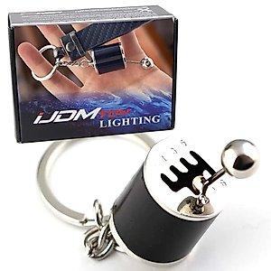 iJDMTOY Chrome Polished Alloy Metal Gear Box Shifter Shape Key Chain Ring Keychain
