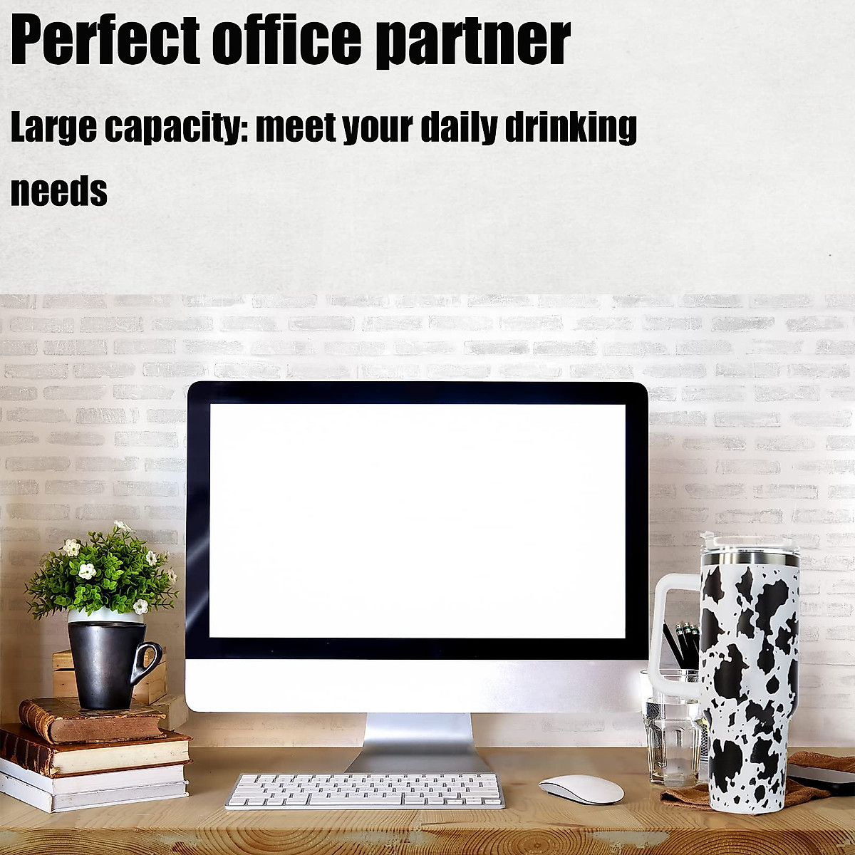 QEAGVJ 40oz Cow print Insulated Tumbler With Lid and Straws,Stainless Steel Coffee Tumbler with handle,Double Vacuum Leak Proof Travel Mug Coffee Mug Cup Water Bottle For Home, Office, Party…