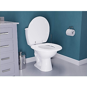 ANZZI XL Comfort Round Oversized Toilet Seat with Cover, Durable High Grade Plastic and Stainless Steel Hinges 800 Pound Capacity Closed Toilet Seat in White (T1-AZ301WH)