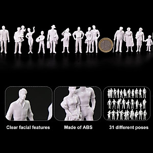 Evemodel P4310B 60pcs O Scale 1:43 Unpainted Model Standing Figures White People