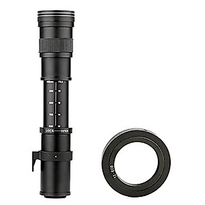 Lightdow 420-800mm f/8.3 Manual Zoom Super Telephoto Lens + T-Mount for Canon EOS Rebel T3 T3i T4i T5 T5i T6 T6i T6s T7 T7i SL1 SL2 6D 7D 7D 60D 70D 77D 80D 5D II/III/IV DSLR Camera Lenses