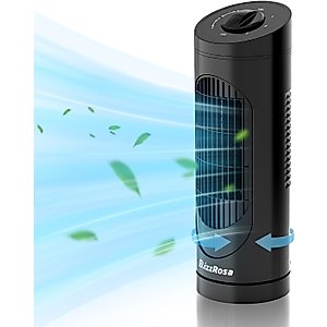 RizzRosa 14 Inch Tower Fan Oscillating Fan, Desk Fan with 3-Speed Options, 80° Oscillation,Quiet Cooling Bladeless Fan for Office Bedroom Home Desktop