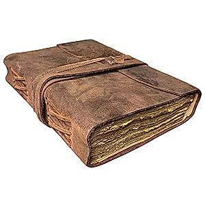Leather Bound Journal - Handmade Antique Deckle Edge Paper - Leather Sketchbook - Book of Shadows Journal - Thick Journal - Vintage Journal for Men and Women Handcrafted Journal Travel Diary