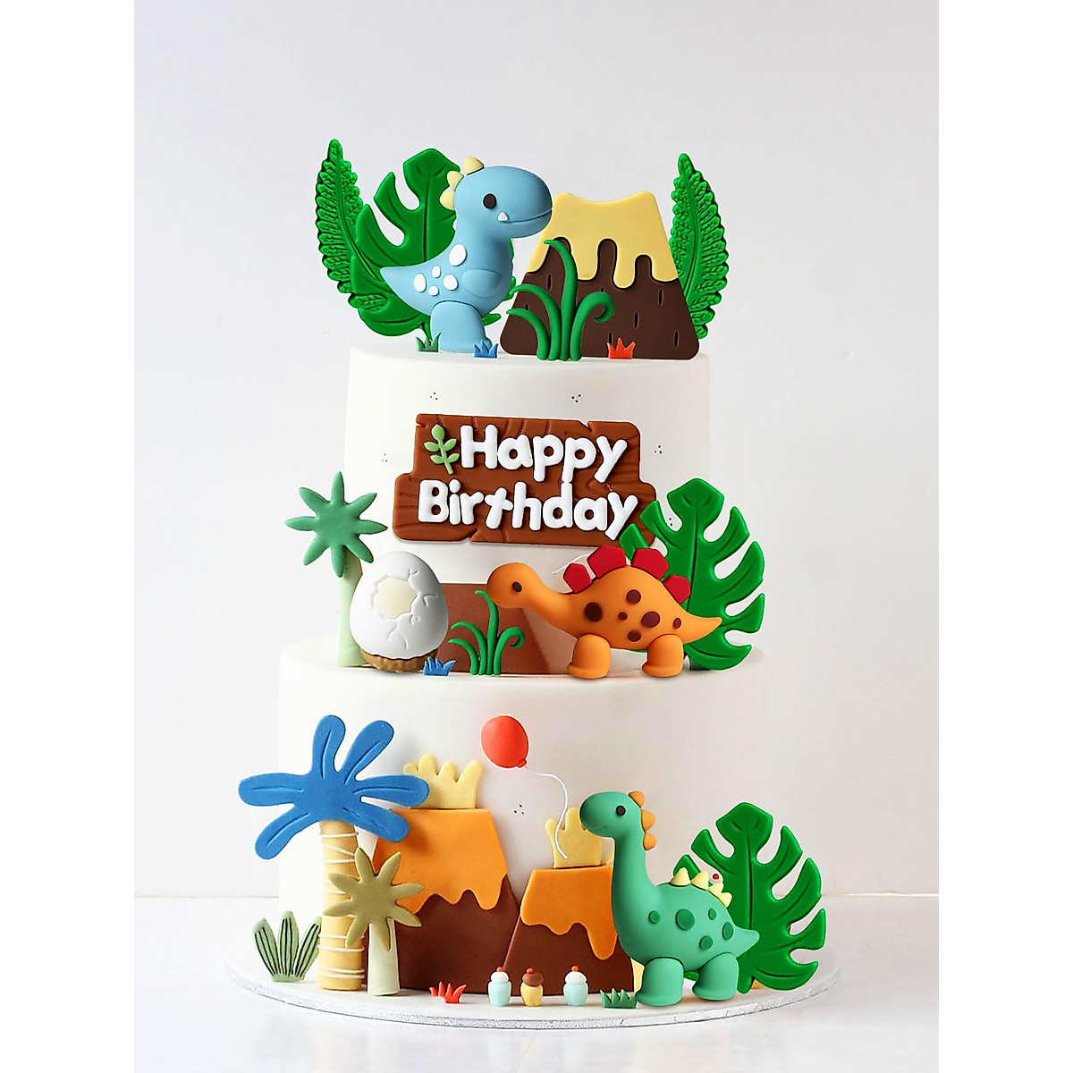 JeVenis Luxury Little Dinosaur Cake Decorations Dinosaur Cupcake Topper Little Dinosaur Cake Toppers for Birthday Baby Shower Party Supplies