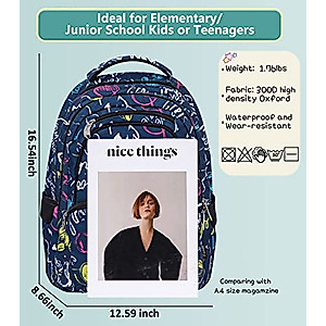 NEW TILAMI 16 inch Kids School Travel Backpack for Boys Elementary School Bags for Primary Middle Waterproof Laptop Backpacks for Kids School Bags Oxford Graffiti