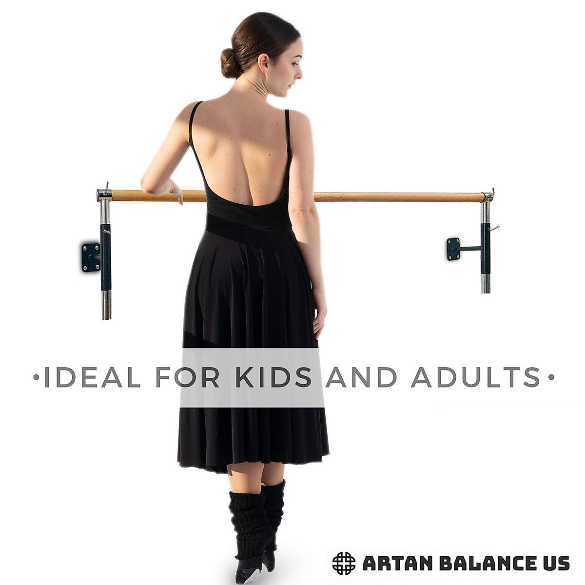 Artan Balance Ballet Barre Wall Mounted for Home or Studio Dance Training, Yoga, Stretching, and Pilates, Adjustable Bar Height, for Kids and Adults, Beginner Friendly, 5 FT Long