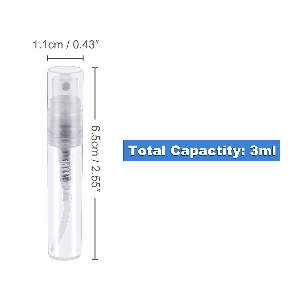 50pcs mini perfume atomizer, clear plastic spray bottle portable fragrance spray bottle - 3ml