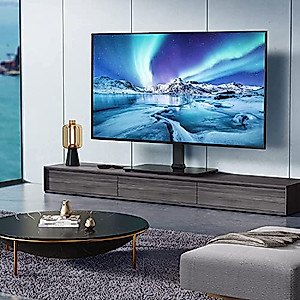 PERLESMITH Swivel Universal TV Stand for 37-65, 70 inch LCD OLED Flat/Curved Screen TVs-Height Adjustable Table Top Center TV Stand with Wire Management, VESA 600x400mm up to 88lbs