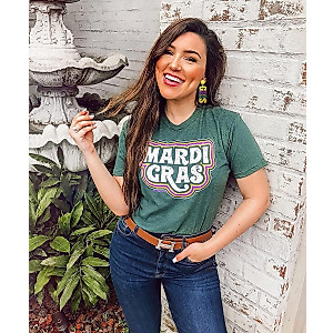 XOCARTIGE Mardi Gras Earrings Beaded Mask Letter MARDI GRAS Dangle Earrings for Women Crown Carnival Drop Earrings Holiday Jewelry Gifts (Letter)