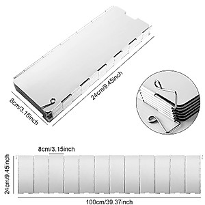 2 Pack Folding Camp Stove Windscreen, 12 Plates Aluminum Outdoor Camping Stove Windshield with Carrying Bag, Portable Butane Burner Windshield for Camping Picnic Backpacking Cooking