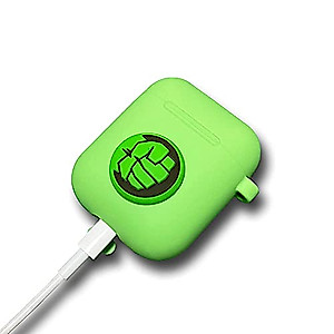 MJCMYC AirPods Case Designed for AirPods 2 & 1, AirPods Case Cover with Keychain,Soft Silicone Material for Boys and Girls,Super Hero Character Surface Earphone Case (Hulk)