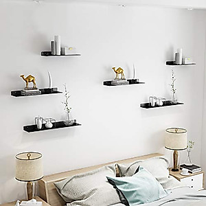 HOME COMPOSER 12 Inch Metal Floating Shelves for Wall, Industrial Modern Steel Wall Shelves for Living Room, Bathroom, Kitchen and Office [11.8” x 5.5” Black]