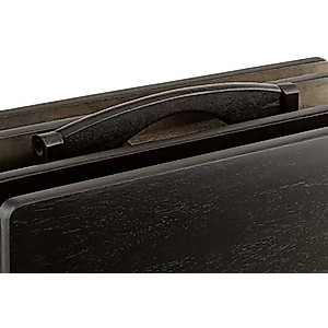 PJ Wood Folding TV Tray Table & Snack Table with Storage Rack, Black - 5 Piece Set