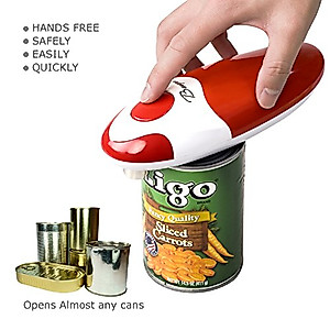 BangRui Smooth Soft Edge Electric Can Opener with One-Button Start and One-Button Manual Stop (Red)