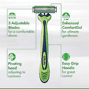 Gillette Sensor3 Sensitive Men's Disposable Razor, 12 Razors