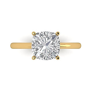 Clara Pucci 2.5 ct Cushion Cut Solitaire Moissanite Engagement Wedding Bridal Promise Anniversary Ring 18K Yellow Gold Size 5.5