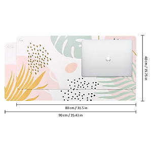 iCasso Desk Pad,Extended Gaming Mouse Pad (35.4x15.7 in), Large Non-Slip Rubber Base Mousepad with Stitched Edges, Waterproof Keyboard Mouse Mat Desk Pad for Work, Office, Home (Morandi)