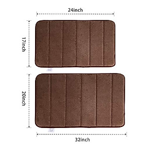 EGYPHY Bathroom Rugs Memory Foam Bath Mat 17x24 Inches, Soft and Absorbent Non-Slip Carpet, Super Cozy Velvet Mats Used for Shower Bathtub Kitchen, Machine Washable Plush Microfiber Bath Rugs,Coffee