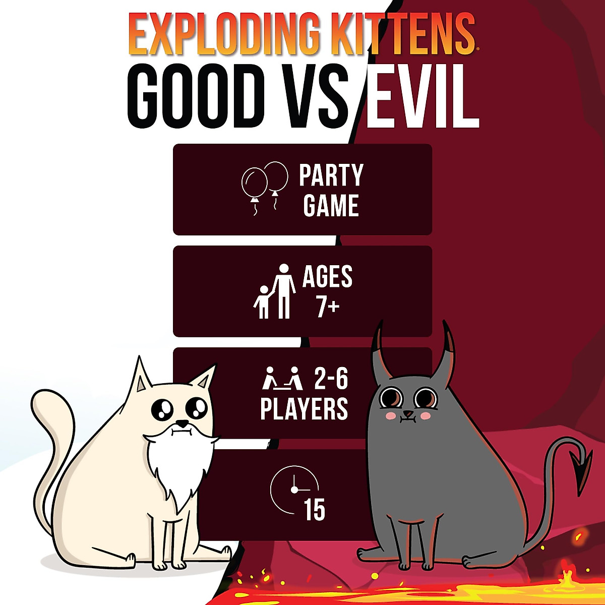 Exploding Kittens Good vs. Evil - 2-5 Players - Ages 7+ - Inspired by Netflix Show - High Stakes Family Card Game - Ideal for Party, Family Night - Animated Netflix Show